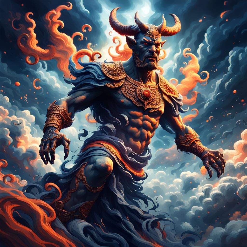 The Devil in the Sky: Dark Fantasy Concept Art - AI Art