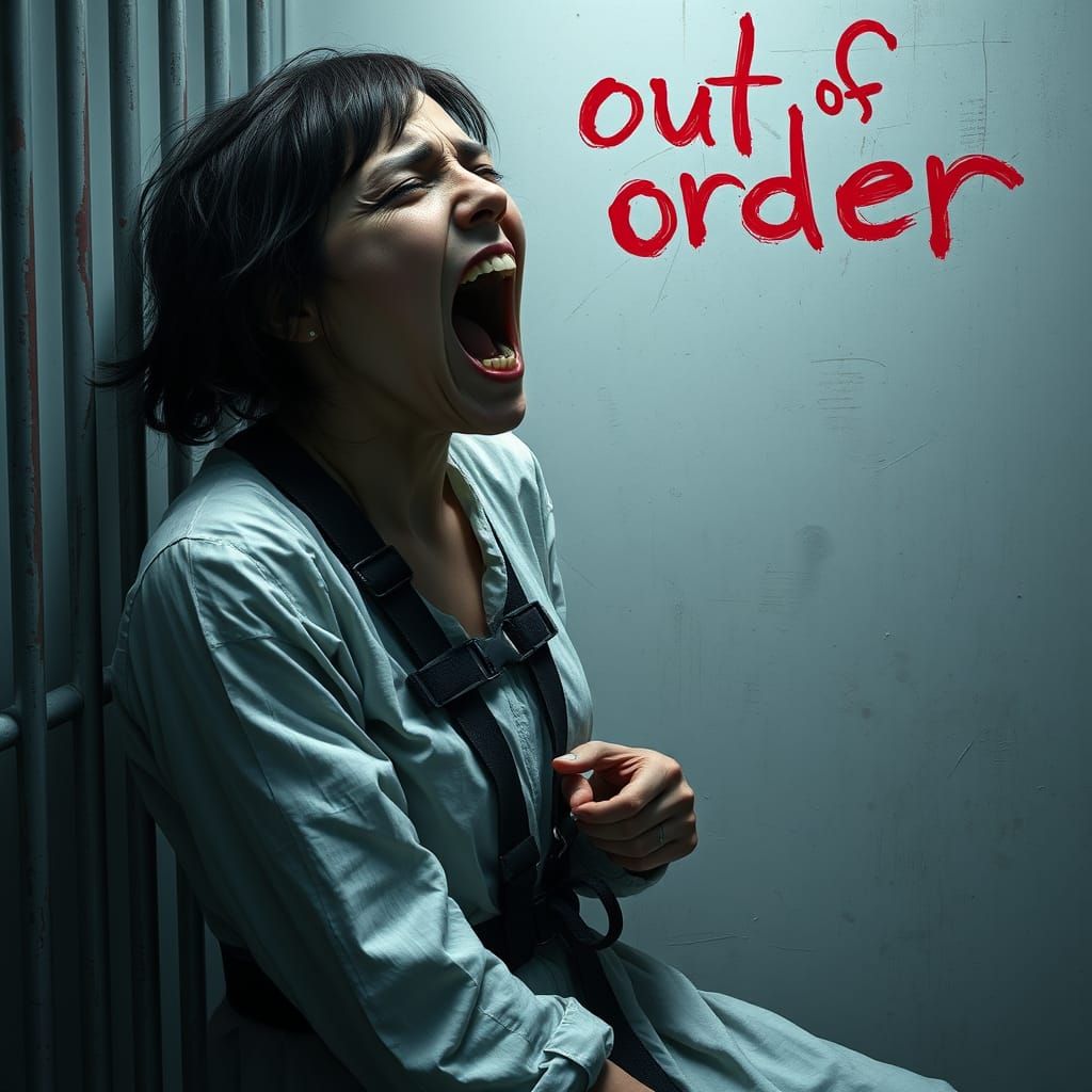 Tormented Woman in Abandoned Asylum, - AI Art