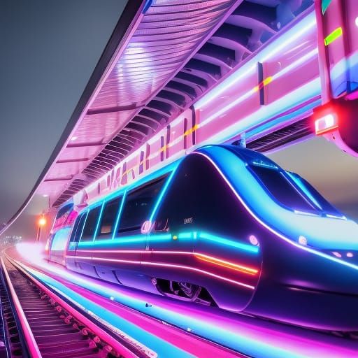 Neon Train v27 - AI Generated Artwork - NightCafe Creator