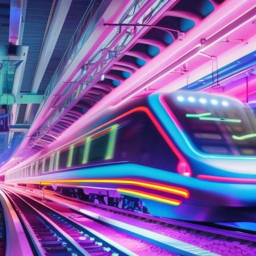 Neon Train v28 - AI Generated Artwork - NightCafe Creator