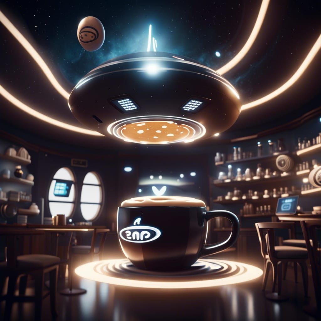 Coffee shop in space - AI Generated Artwork - NightCafe Creator