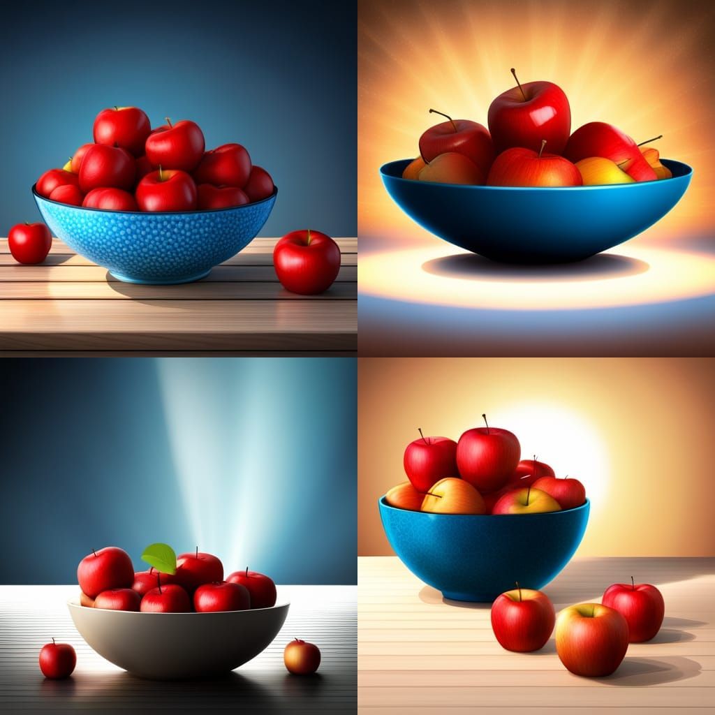 3d hd bowl full of red apples 2d vector illustration portrait ...