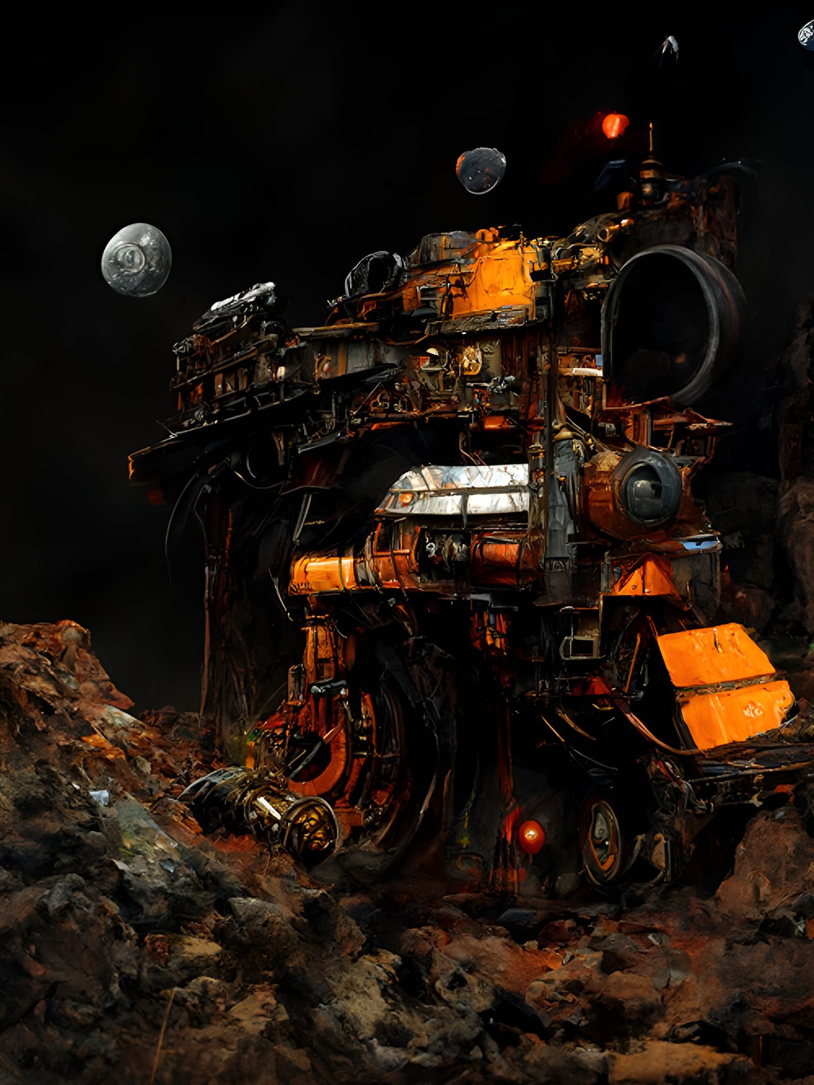 Mineral processing machine on deep space asteroid