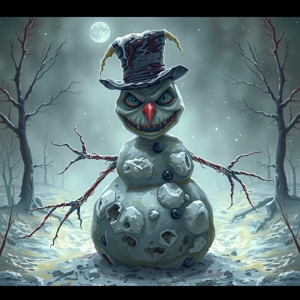 An ugly scary looking snowman - An ugly scary looking snowma...