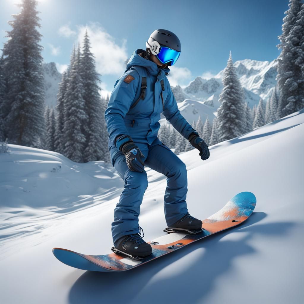 Hyper realistic Blue Snowboarding Gear - AI Generated Artwork ...