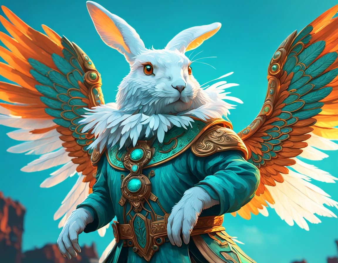 winged rabbit warrior - AI Generated Artwork - NightCafe Creator