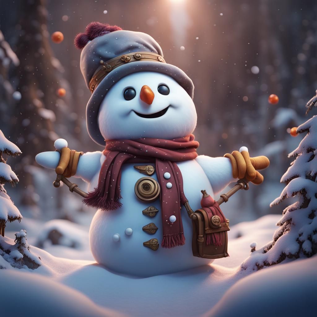 Snowman cute - AI Generated Artwork - NightCafe Creator