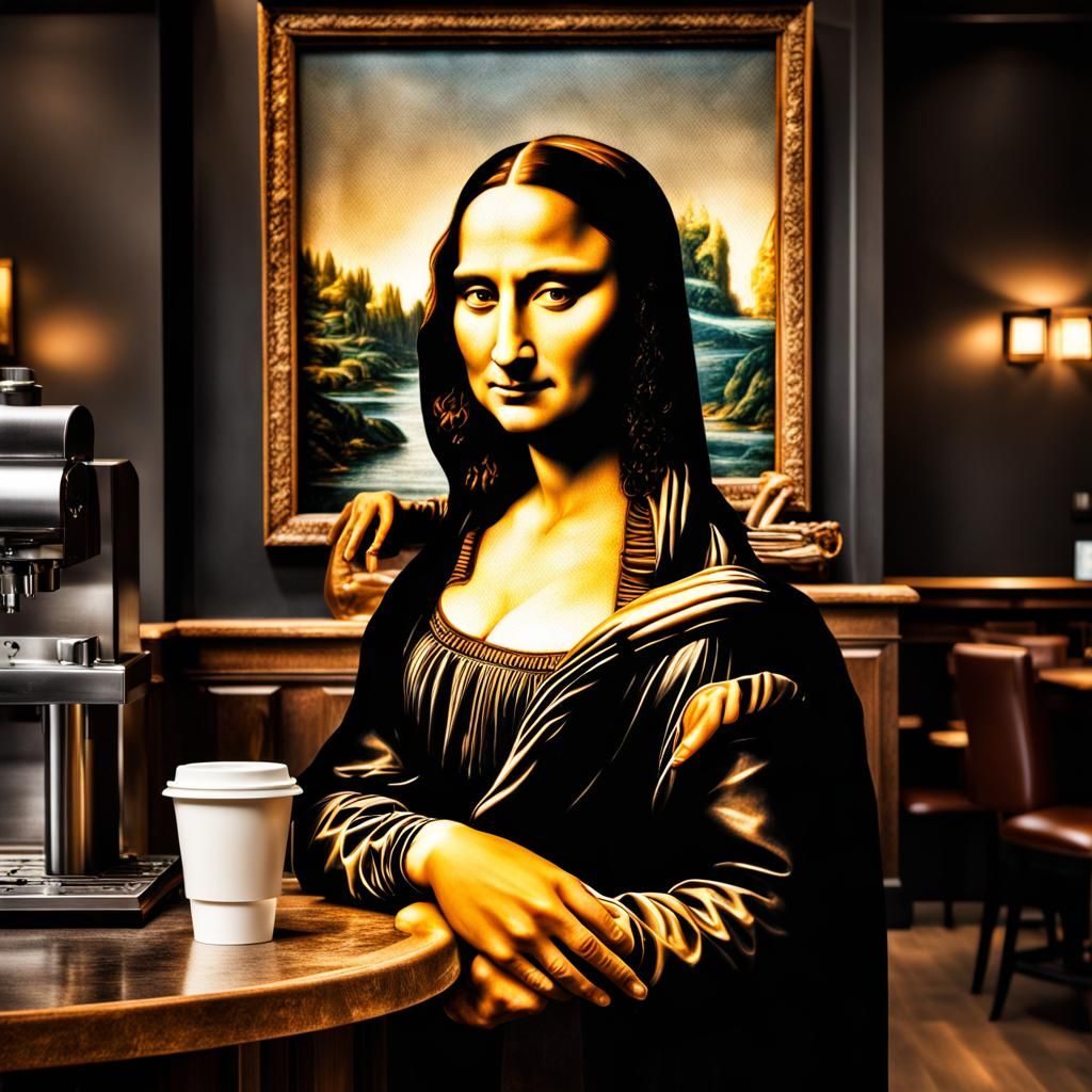 Mona Lisa Having Coffee - AI Generated Artwork - NightCafe Creator