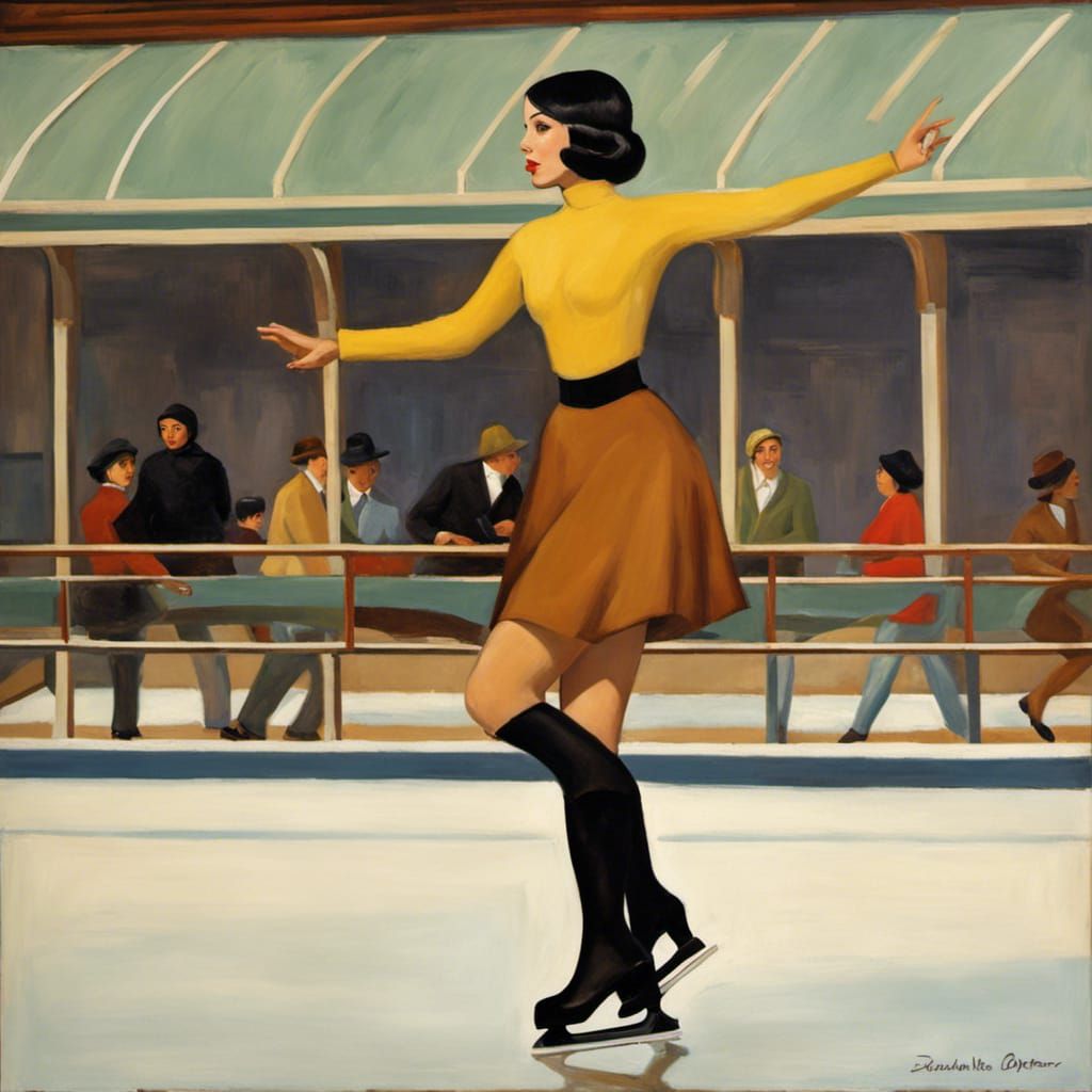 The Ice Skater by Famous Painters Collection - Edward Hopper