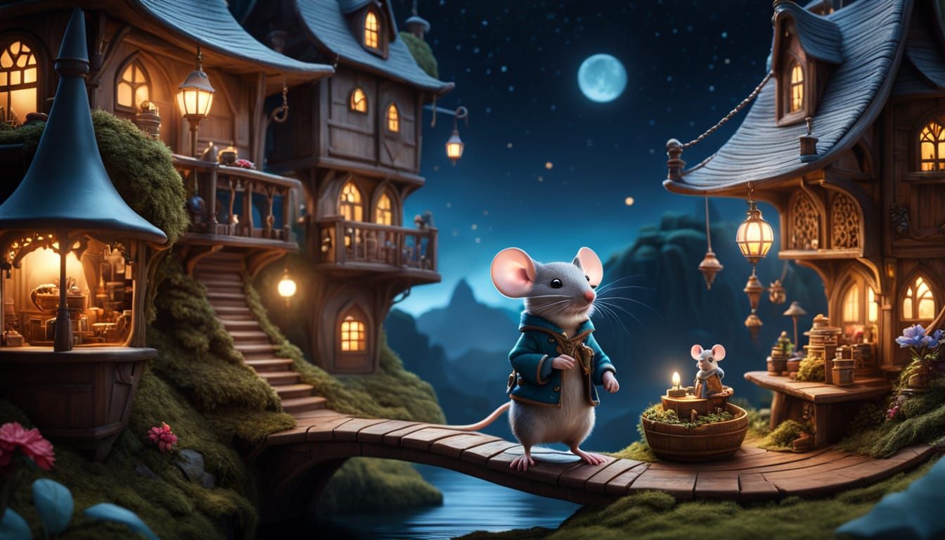 A tiny mouse in his tiny cute village