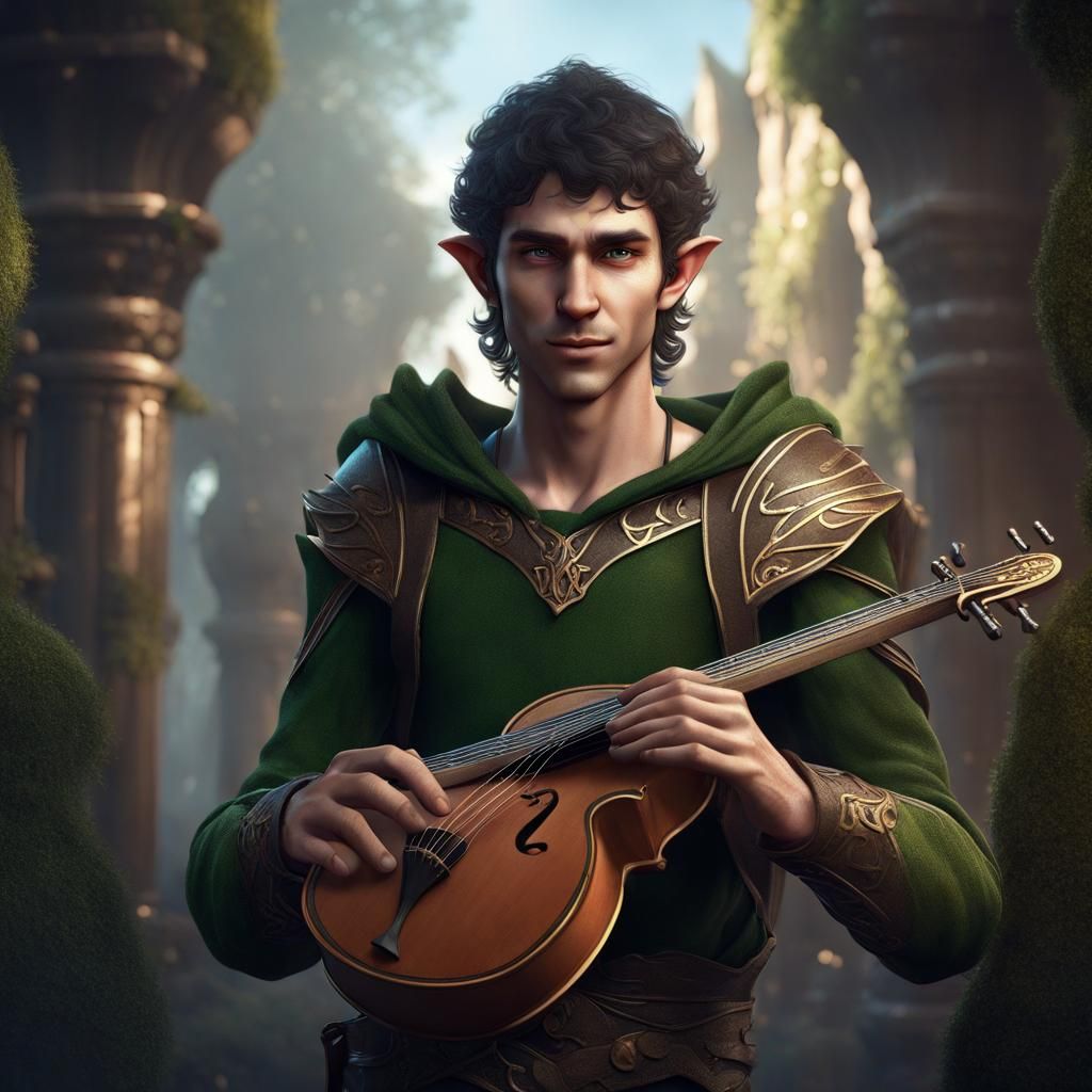 Elf bard - with a broken violin? - AI Generated Artwork - NightCafe Creator