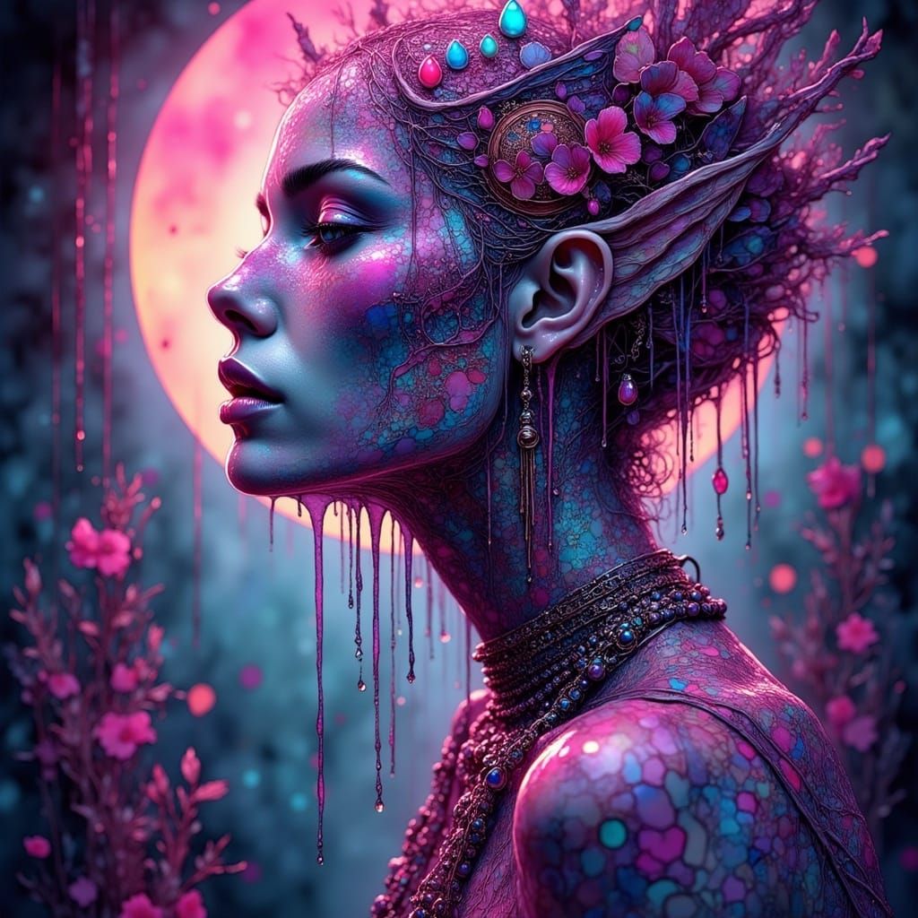Dripping Lavender - Surreal Goddess in Ethereal Dreamscape w...