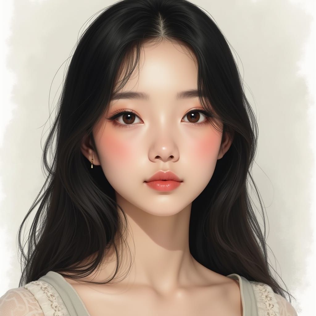 Elegant Young Woman in Soft Realism Style - AI Art
