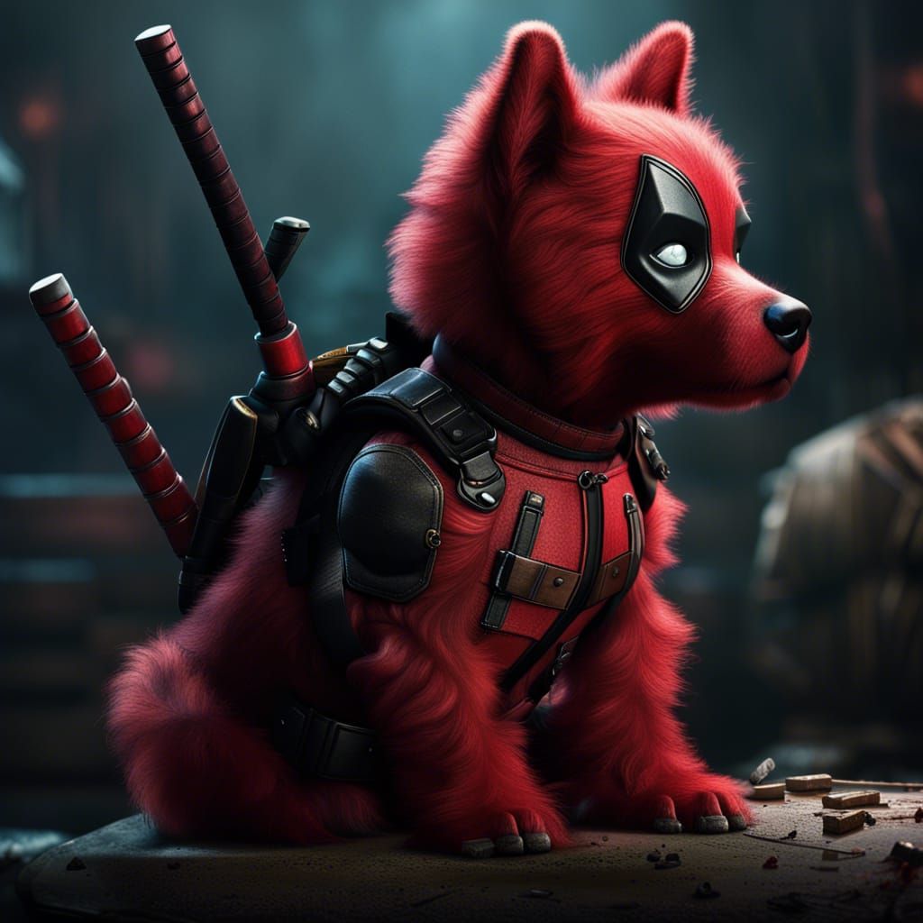 Fluffy Dog Deadpool - AI Generated Artwork - NightCafe Creator