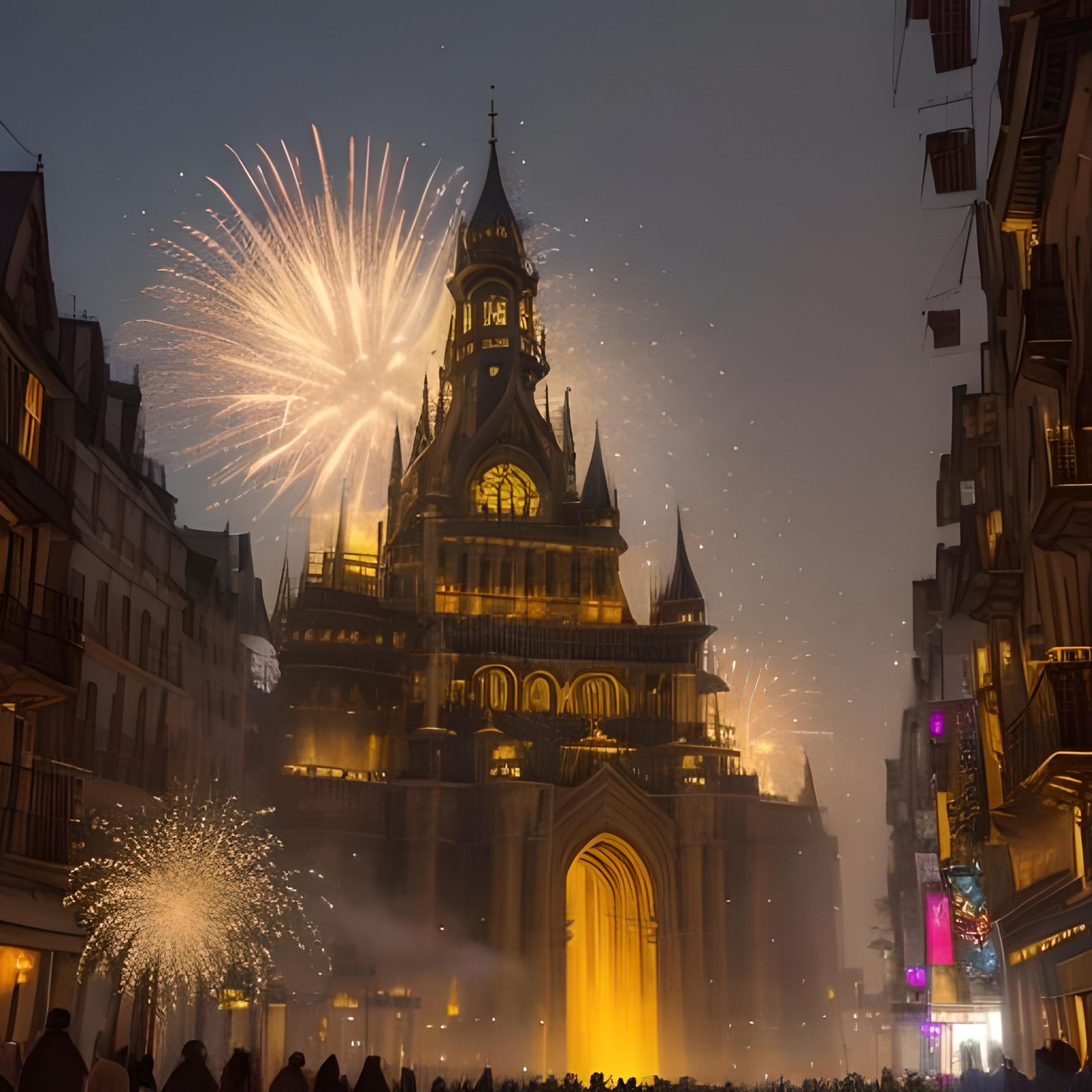 city fireworks - AI Generated Artwork - NightCafe Creator