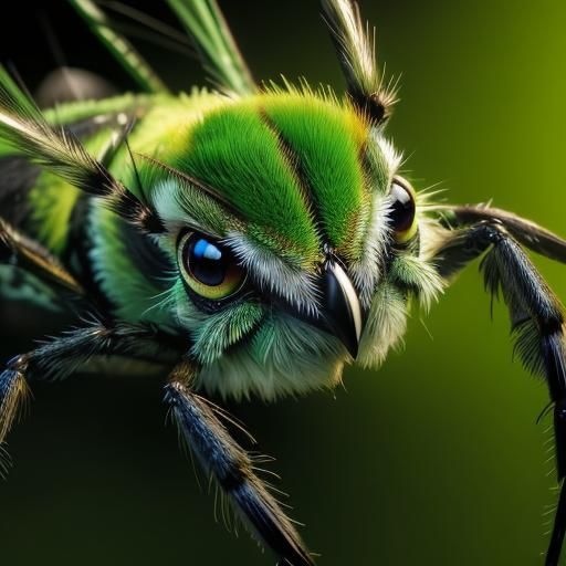 a green feathered bug - AI Generated Artwork - NightCafe Creator