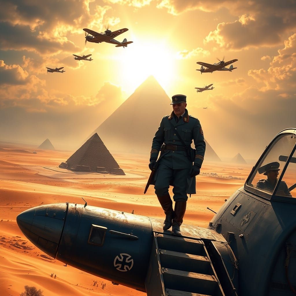 General Rommel Arrives in Africa in Epic Matte Pai... - AI Art