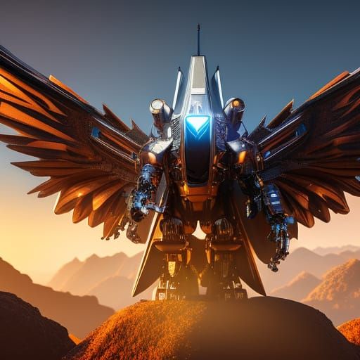 fantasy robot angle with wings, portrait, concept art, 4k resolution ...