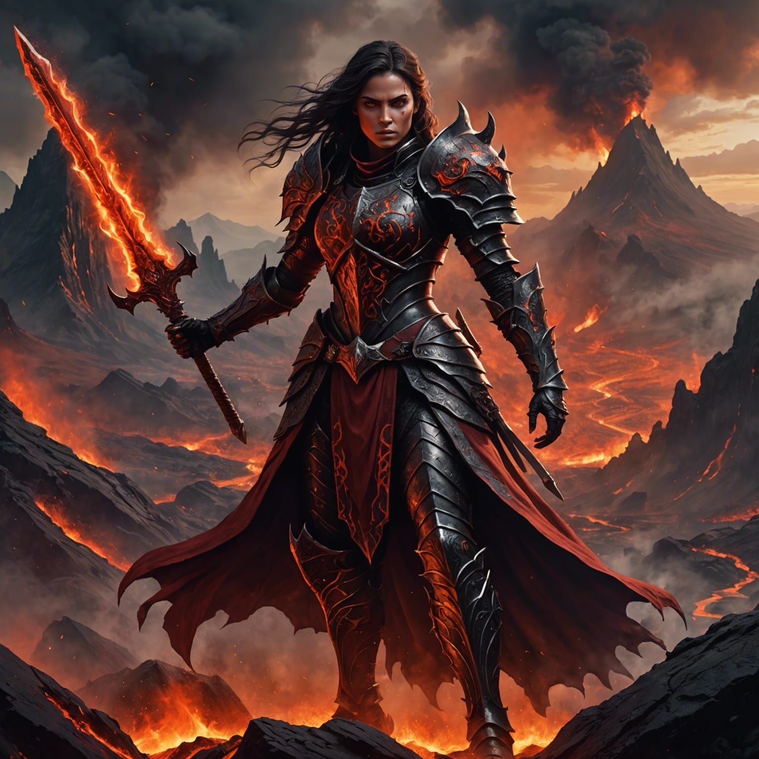 Knight Of Volcano - Epic Volcanic Warrior in Fiery Armor