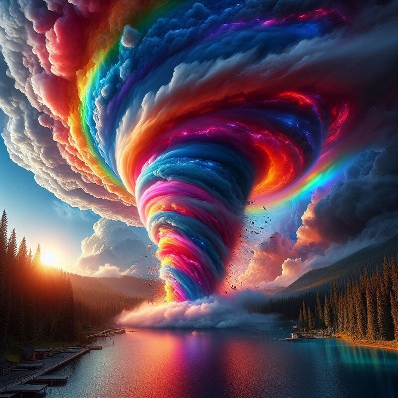 Rainbow Tornado I - AI Generated Artwork - NightCafe Creator