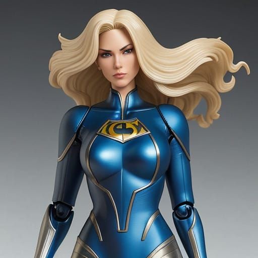 Power Girl in Iconic 1988 DC Comics Suit with Plat... - AI Art