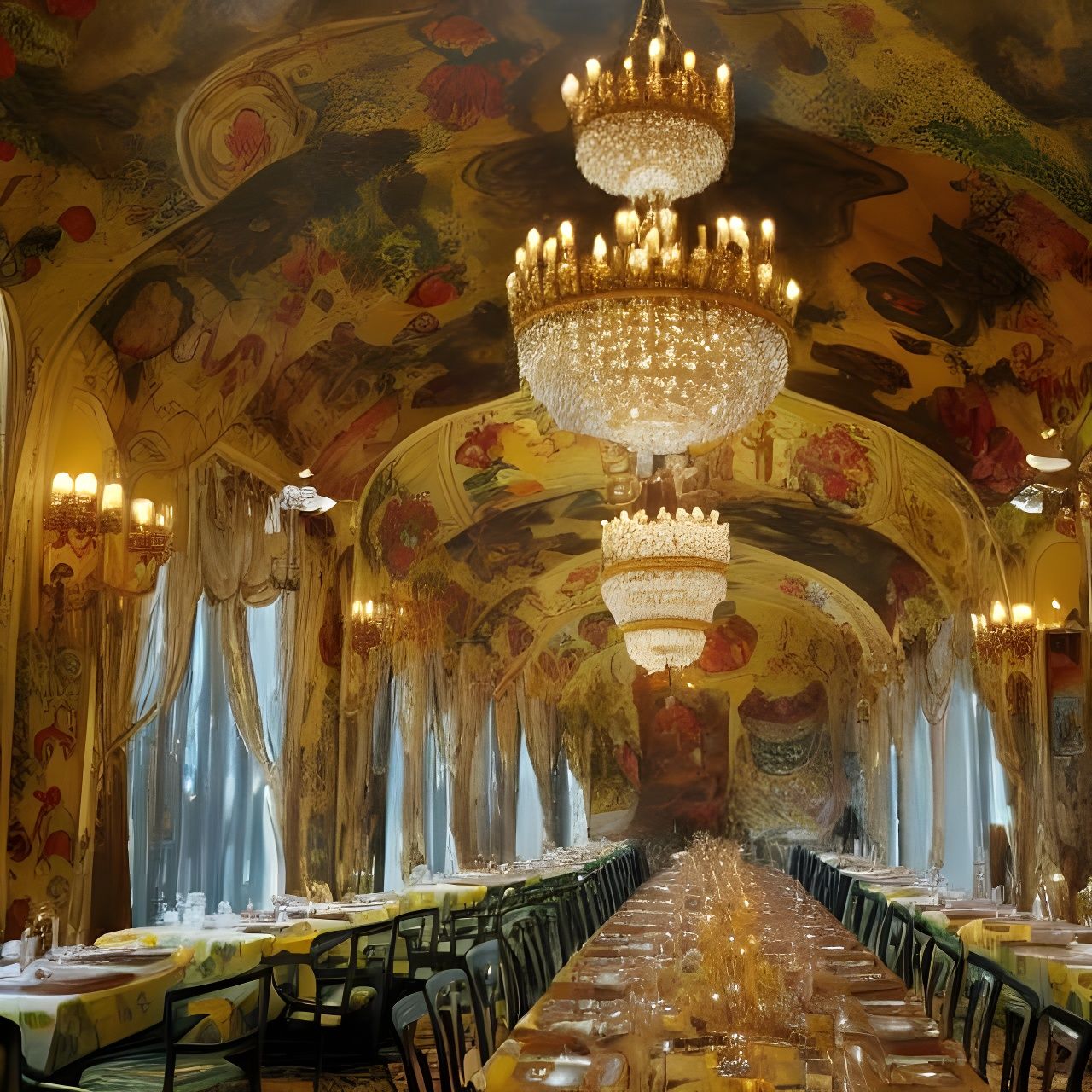 Grand diner inside a five-star castle-restaurant - AI Generated Artwork ...