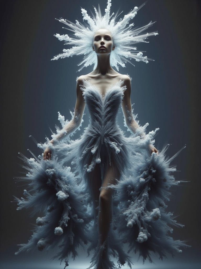Ice - Surreal, Cinematic Alien Goddess in Crystal Gown