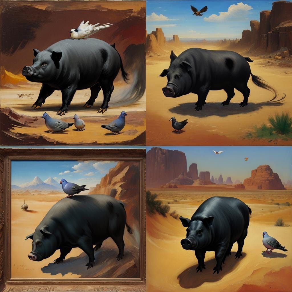 Pig and pigeon - AI Generated Artwork - NightCafe Creator
