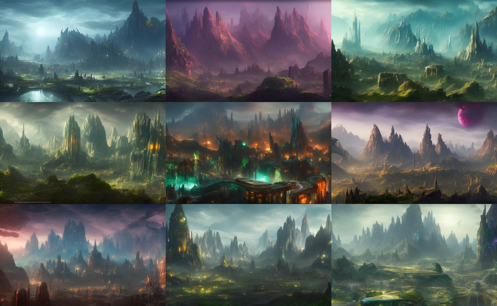 a huge sci fi city in midle of a green valley - AI Generated Artwork ...