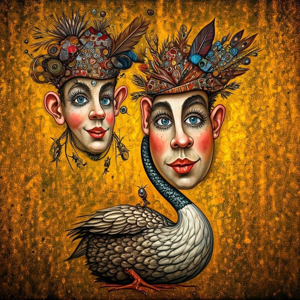 Exaggerated Portraits in Art Nouveau Style with Wh... - AI Art