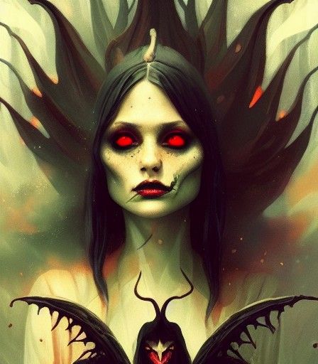 Surreal Witch Weaves Magic Under Celestial Ball - AI Art