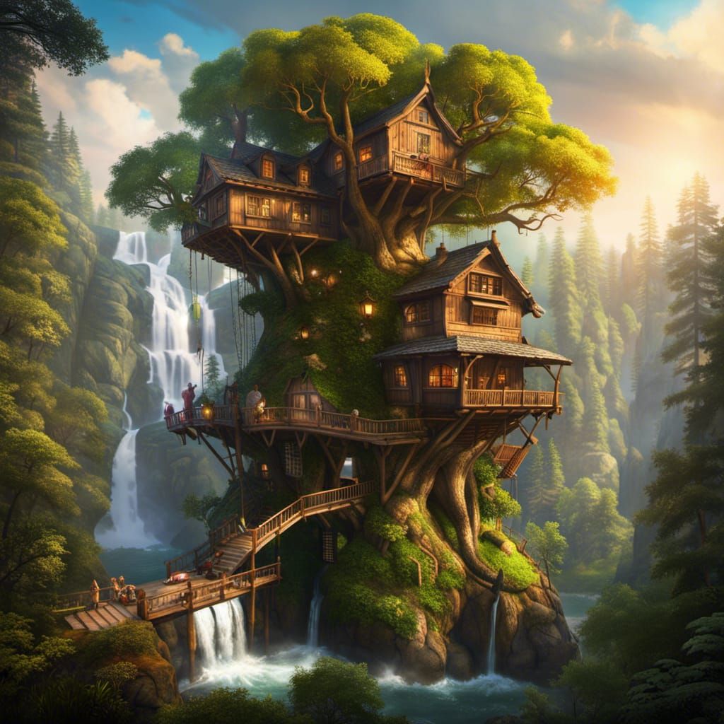 gigantic tree house - AI Generated Artwork - NightCafe Creator