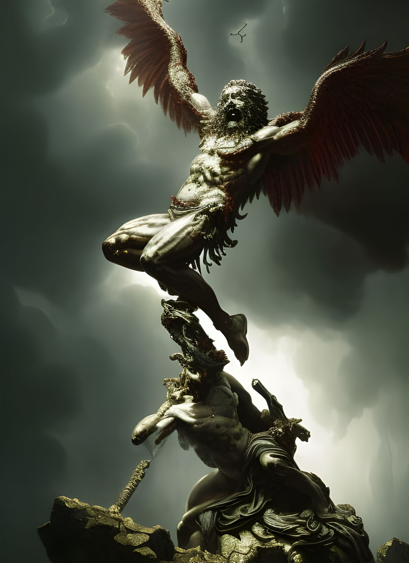 Fallen Angel Statue: Descending From Heaven - AI Generated Artwork ...