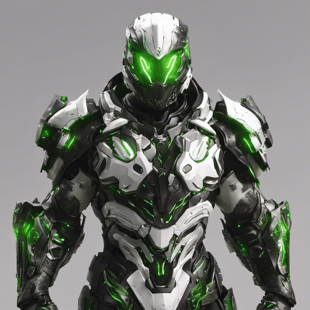 black and white green lights male Anthem ranger armor - AI Generated ...