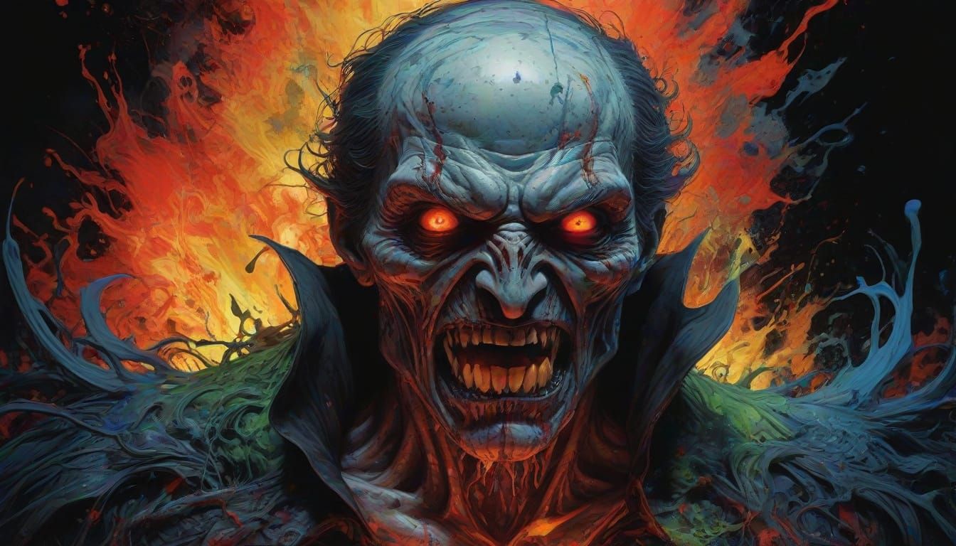 Ghostly Vampire in Liquid Splatter Style - AI Art