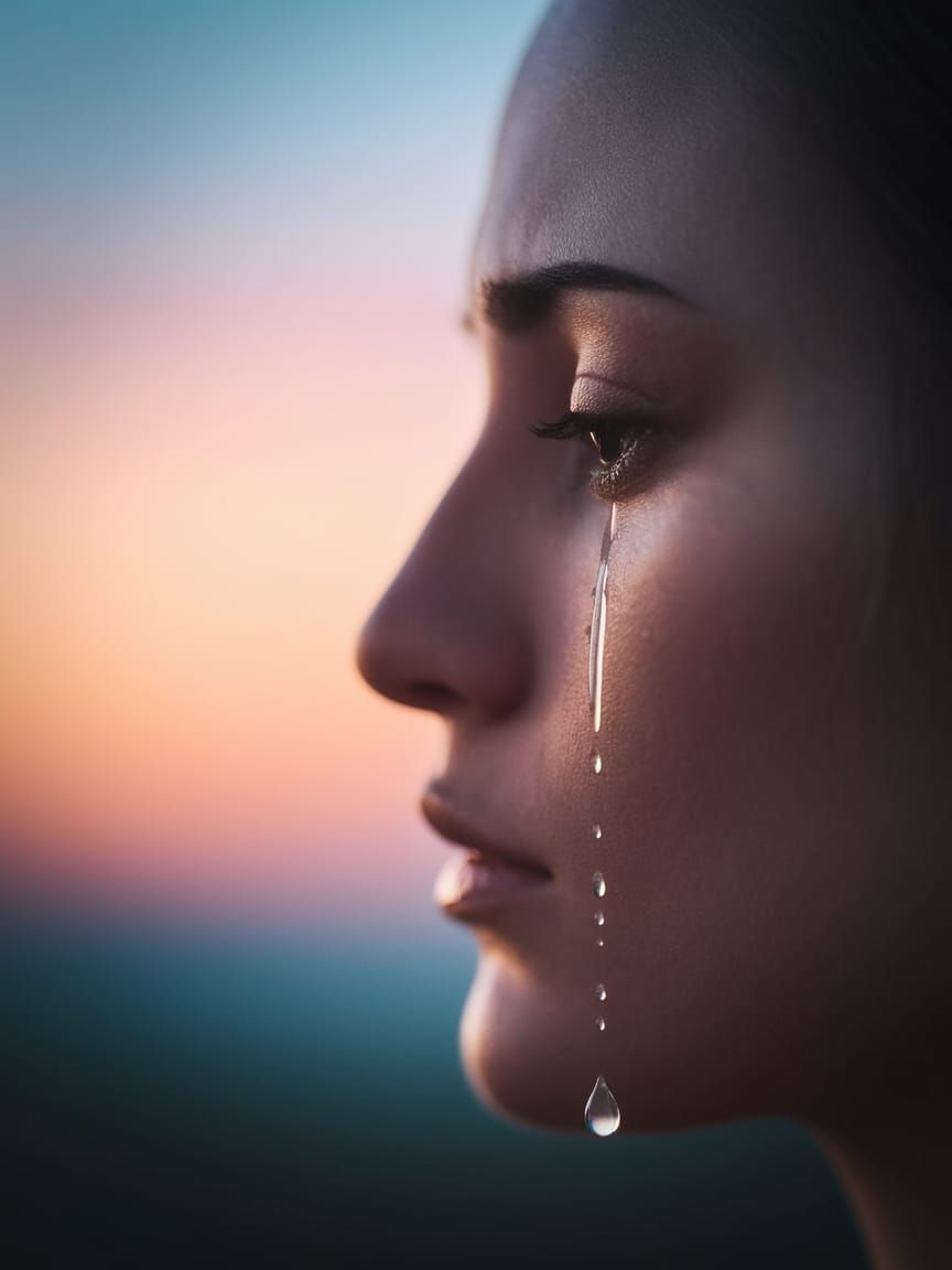 Beauty and Sadness - Ethereal Woman in Soft Light with Golde...