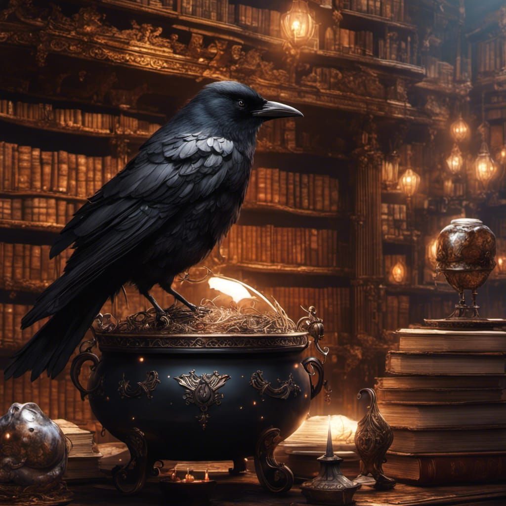 Cute adorable chibified black and crow: library witches familiar ...