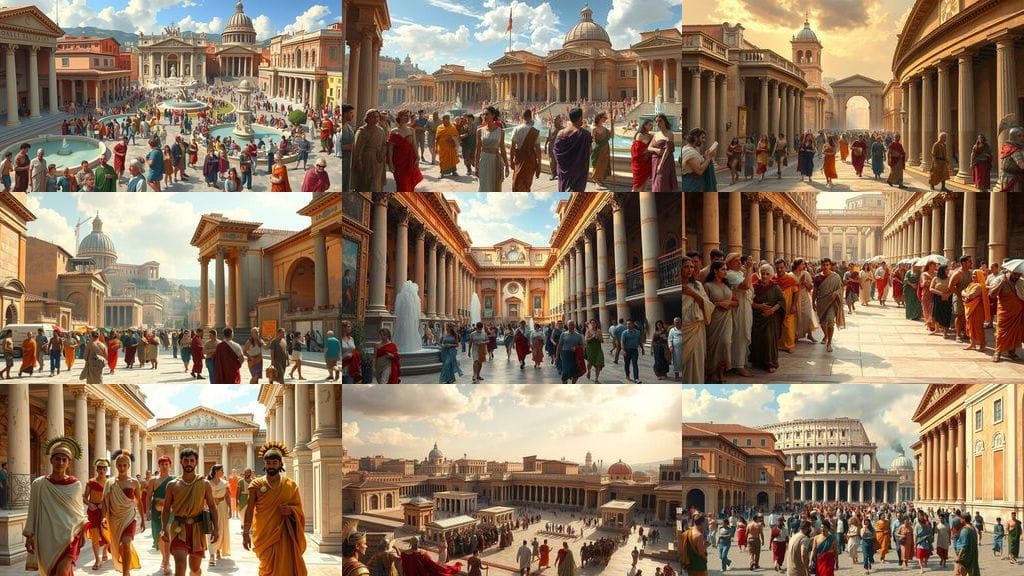 Ancient Rome People in a Bustling Roman City - AI Art