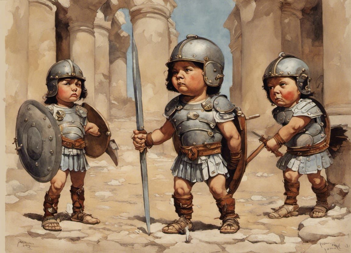 Chibi Roman Gladiators NR - AI Generated Artwork - NightCafe Creator