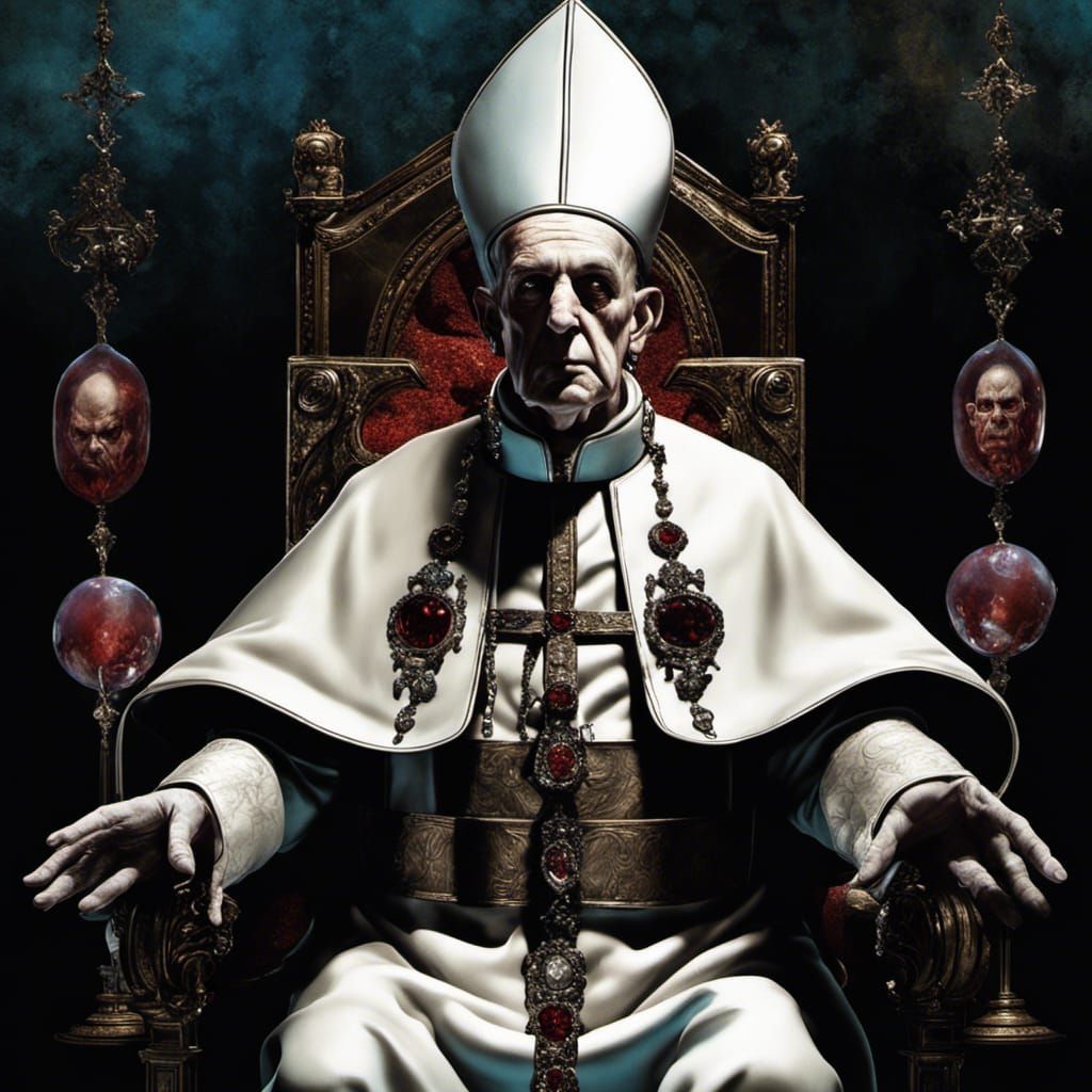 Horror pope, High contrast, costume with sparkling details and crystals ...