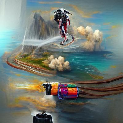 Jetpack concept art - Jetpack Adventurer in Cyberpunk Citys...