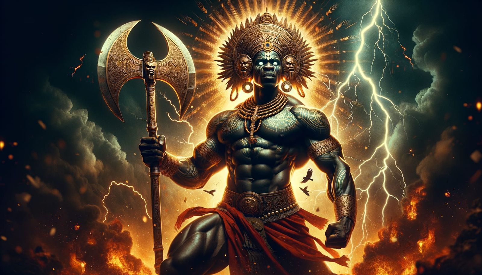 Shangó, the God of thunder, lightning, and fire of the Santeria and Yoruba religions. - AI ...