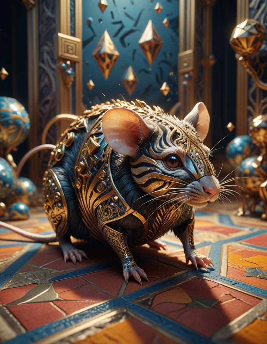 Surreal Mice in Vibrant Triadic Colors - AI Art