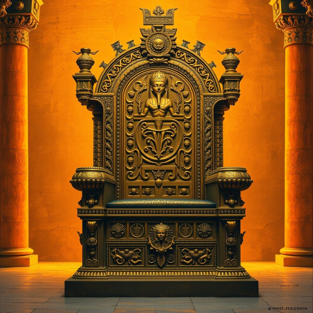 Golden Throne in Ancient Egyptian Temple Style - AI Art