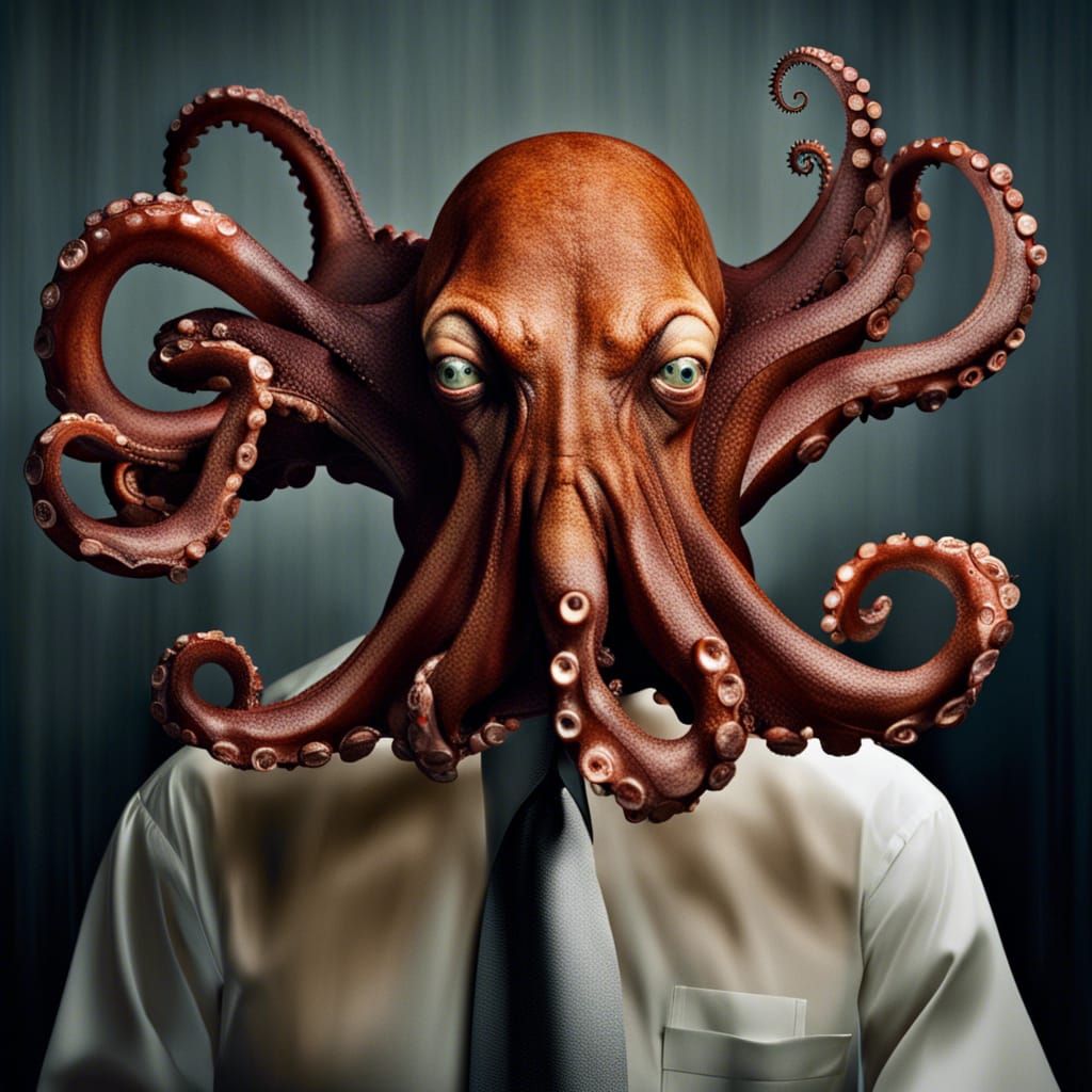 A giant octopus made out of iron . Huge floating in air - AI Generated ...