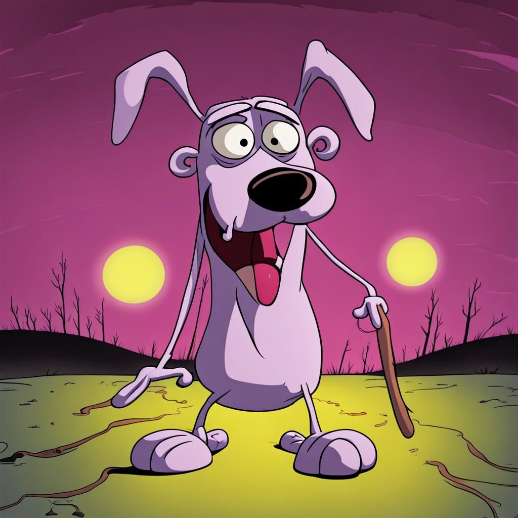Courage the Cowardly Dog - Whimsical Cartoon Canine in a Tro...