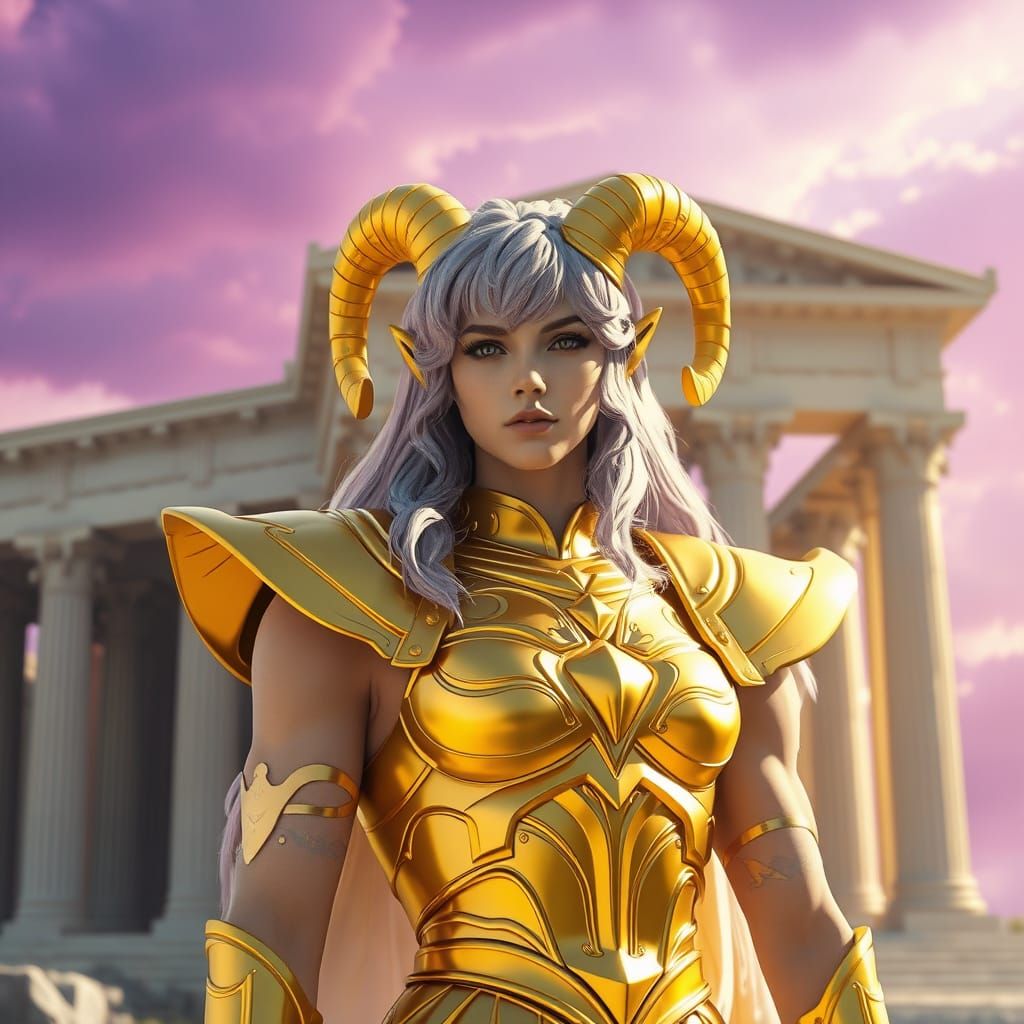 Mu from Saint Seiya in Golden Aries Armor - AI Art