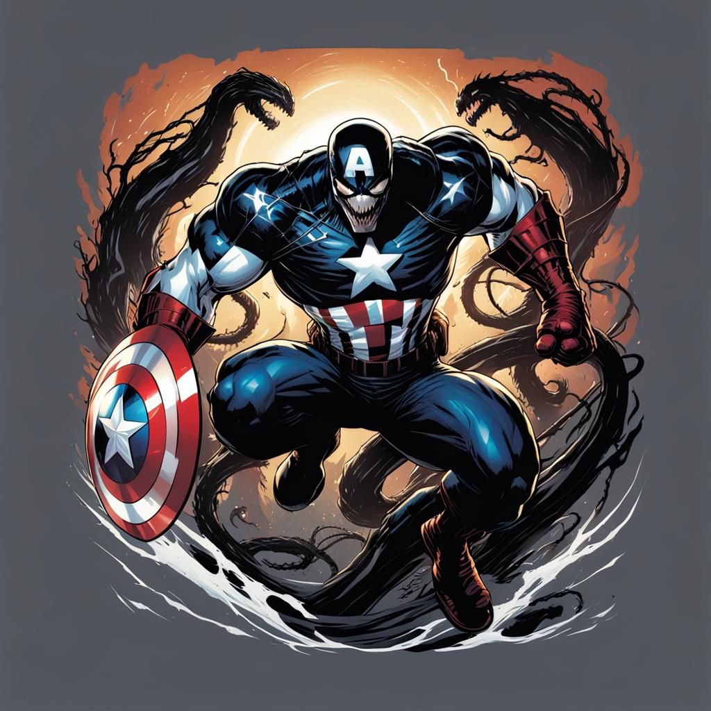 venom symbiote captain america - AI Generated Artwork - NightCafe Creator