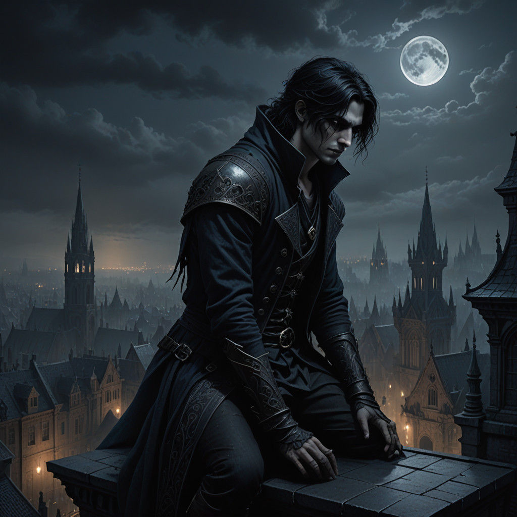 He hunts the night 241209B - Gothic Assassin in Moonlit City...