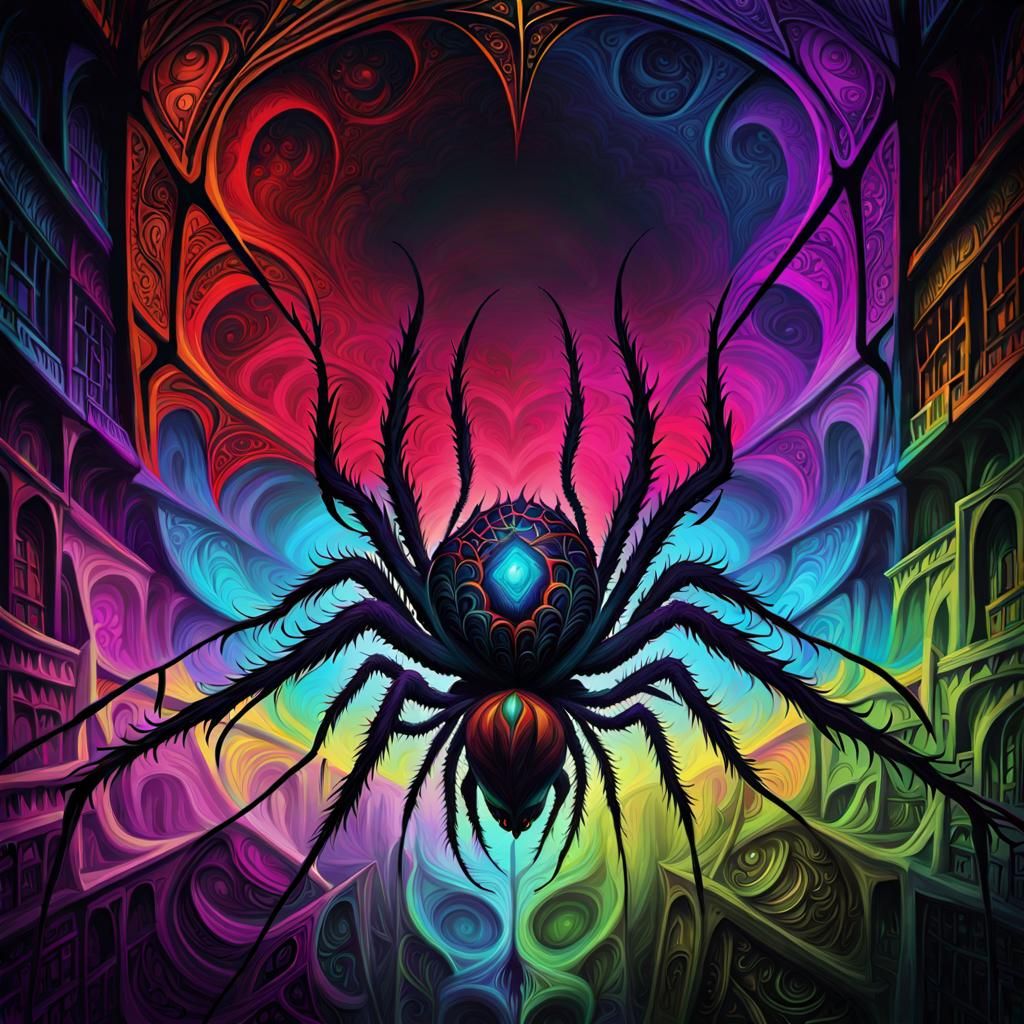 (Hyper detailed artwork of a monster spider schizophrenic artwork in ...